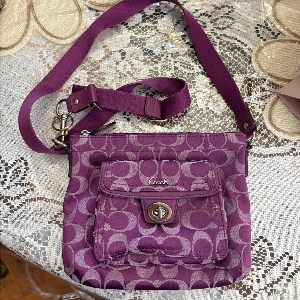 Coach Purple Woven Crossbody Bag With Adjustable Strap - Gem